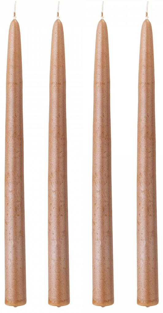 Bloomingville Svíčka Shimmer Brown - set 4 ks, hnědá barva, vosk