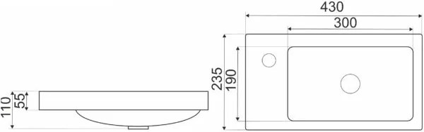 Novoterm Zápustné keramické umyvadlo NV-Rimini Levé