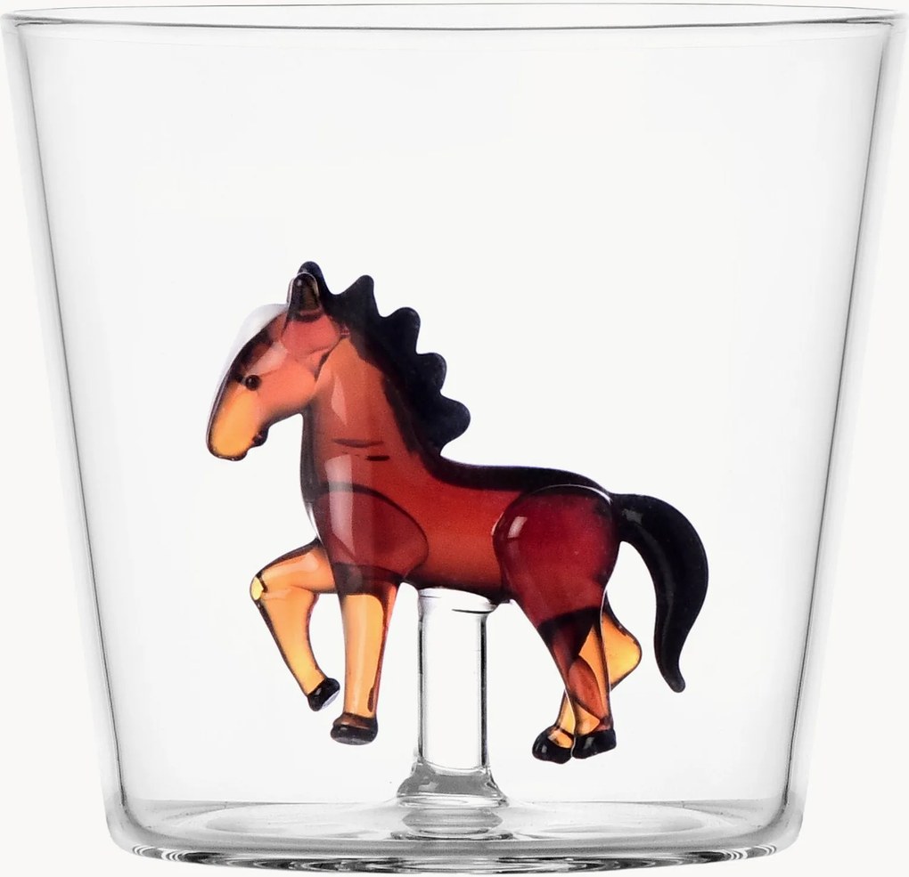 Ručně vyrobený pohárek z borosilikátového skla Horse