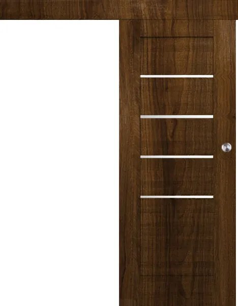 posuvné interiérové dveře na stěnu vasco doors IBIZA model 5 Průchozí rozměr: 70 x 197 cm, Orientace dveří: Levé dveře, Dekor: Dub pálený