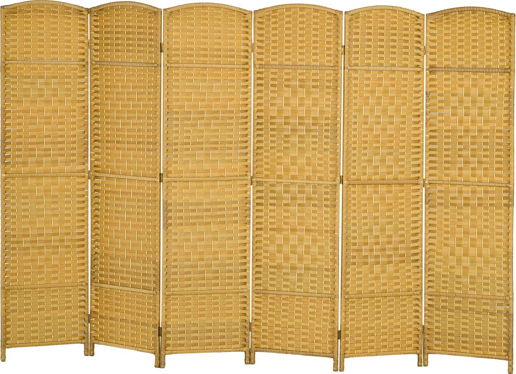 HOMCOM skládací dělící stěna se 6 panely 270x180 cm Záclona pro zajištění soukromí do kanceláře nebo ložnice v přírodním dřevě