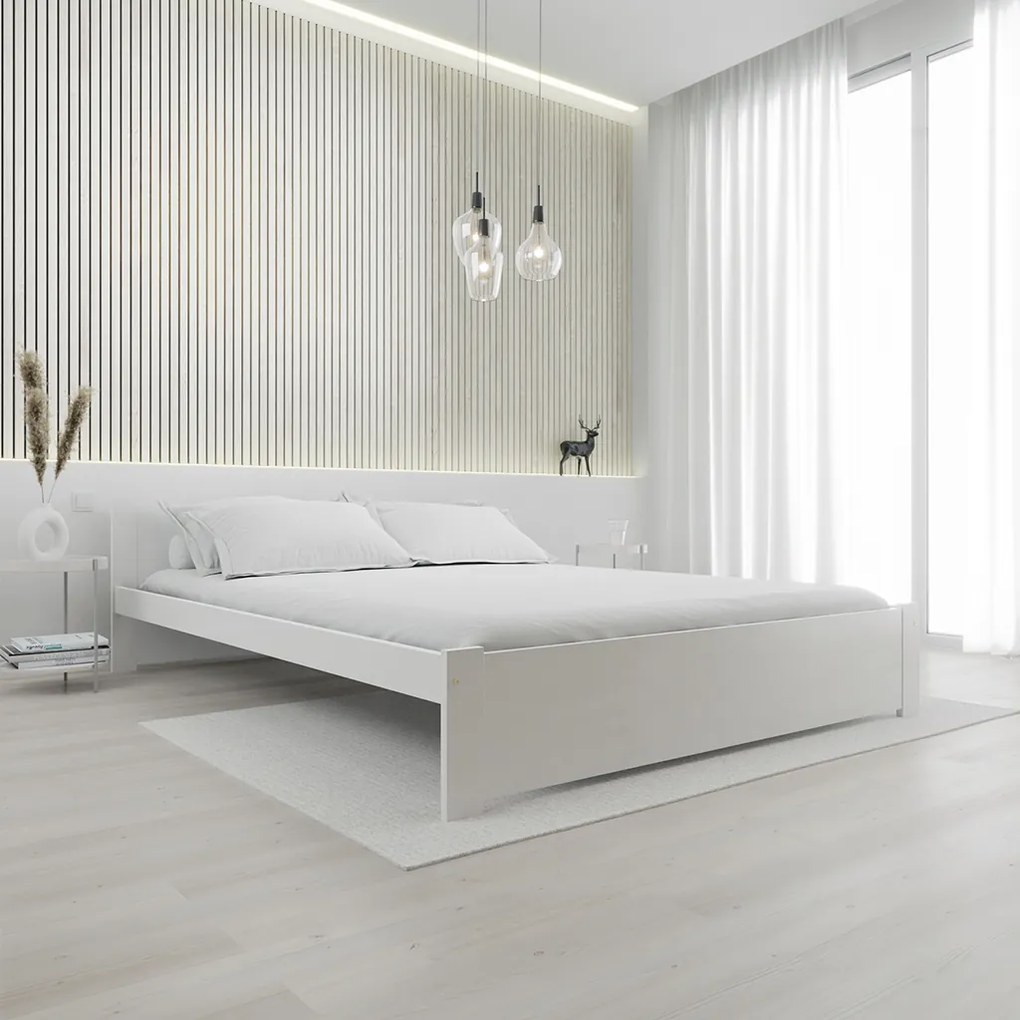 Postel IKAROS 180 x 200 cm, bílá Matrace: Matrace Coco Maxi 20 cm, Rošt: S laťkovým roštem