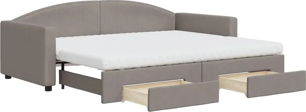 Válenda s přistýlkou a zásuvkami taupe 90 x 200 cm textil 3197245