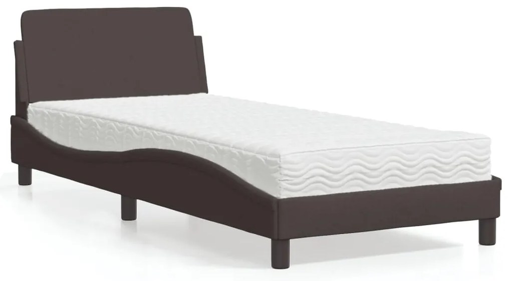 Postel s matrací Dover tmavě hnědá 80 x 200 cm textil 3208287