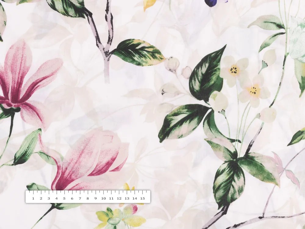 Biante Bavlněný běhoun na stůl Sandra SA-287 Mix květin na bílém 45x160 cm