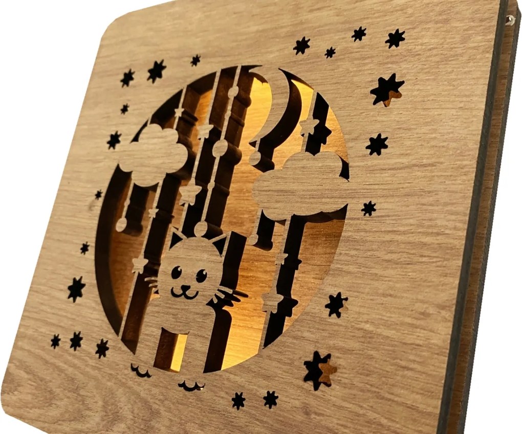 Li-Go "Kočička" lampa 19x19 cm provedení povrchu: dub světlý