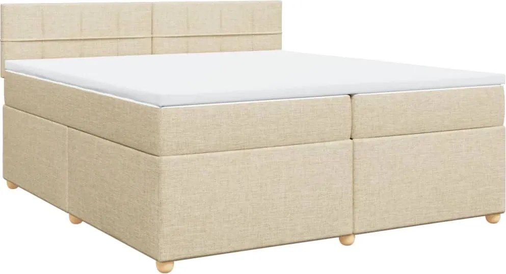 Box spring postel s matrací krémová 200x200 cm textil 3289092