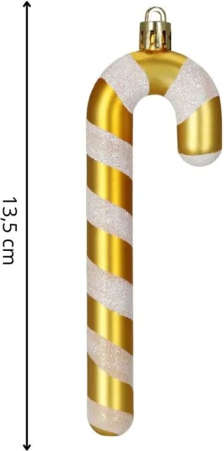 Cukrová hůlka zlatá 14 cm, vánoční ozdoby