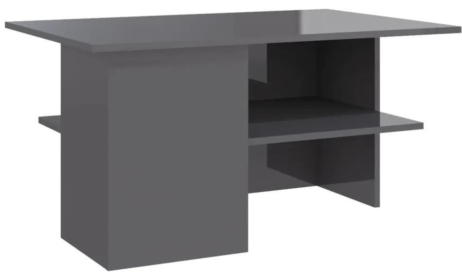 vidaXL Konferenční stolek šedý vysoký lesk 90x60x46,5 cm dřevotříska