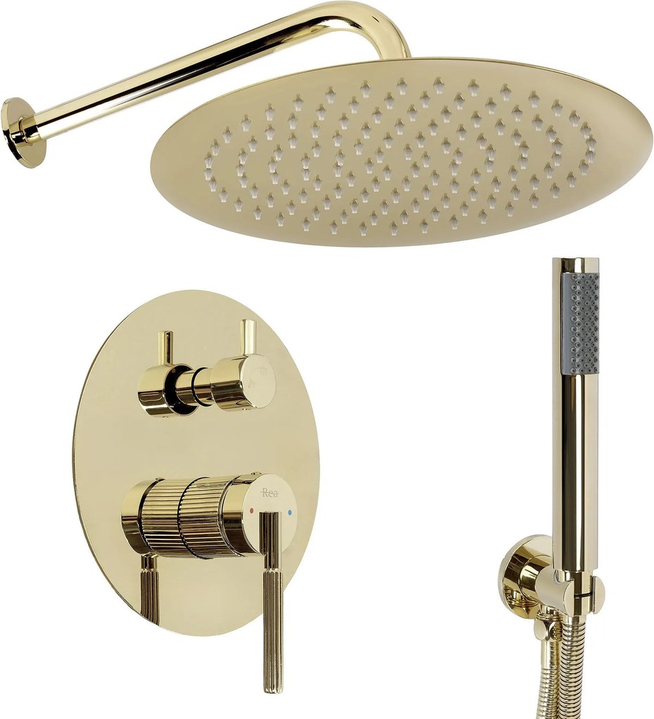 Rea Argon, podomítková sprchová souprava + BOX, zlatá lesklá, REA-P6538