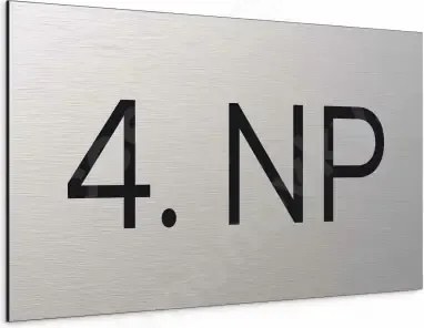 ACCEPT Označení podlaží "4. NP" - stříbrná tabulka - černý popis