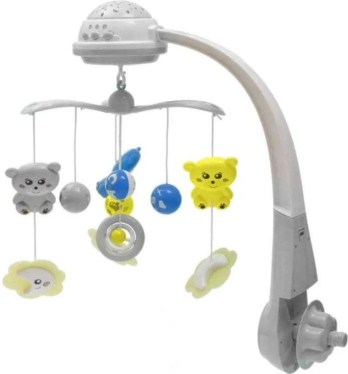 Kolotoč nad postýlku se světelným projektorem Baby Mix šedý