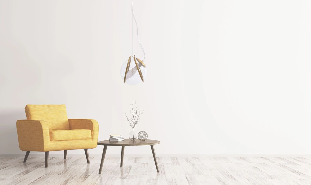 Toolight, závěsné svítidlo 1xE27 APP1089-1CP, zlatá-čirá, OSW-04405