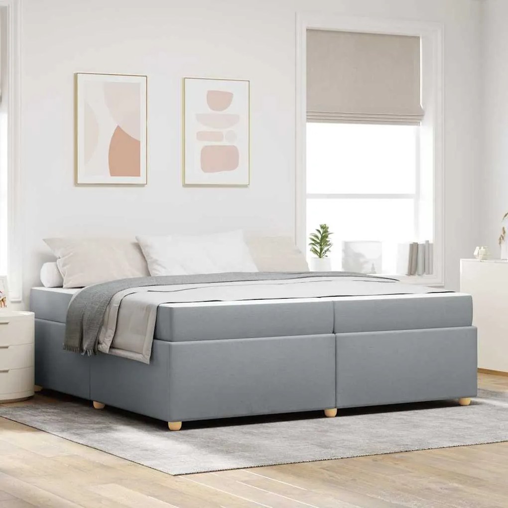 Rám postele s matrací Světle šedá 200 x 200 cm textil 3399377