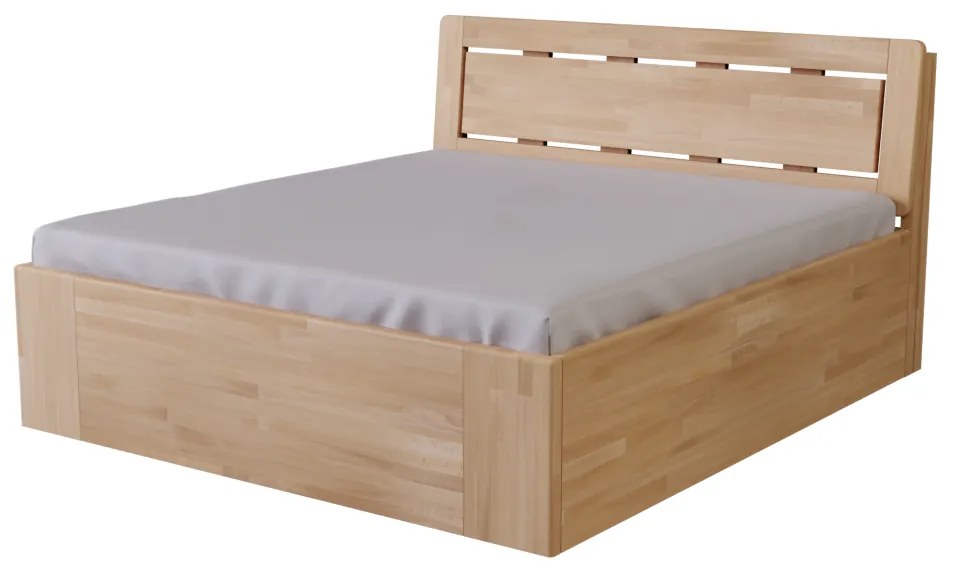 Masivní postel WIEN - BOX Dřevo a odstín oleje: BUK Cink - Olejování přírodní, Rozměr spací plochy: 220x200