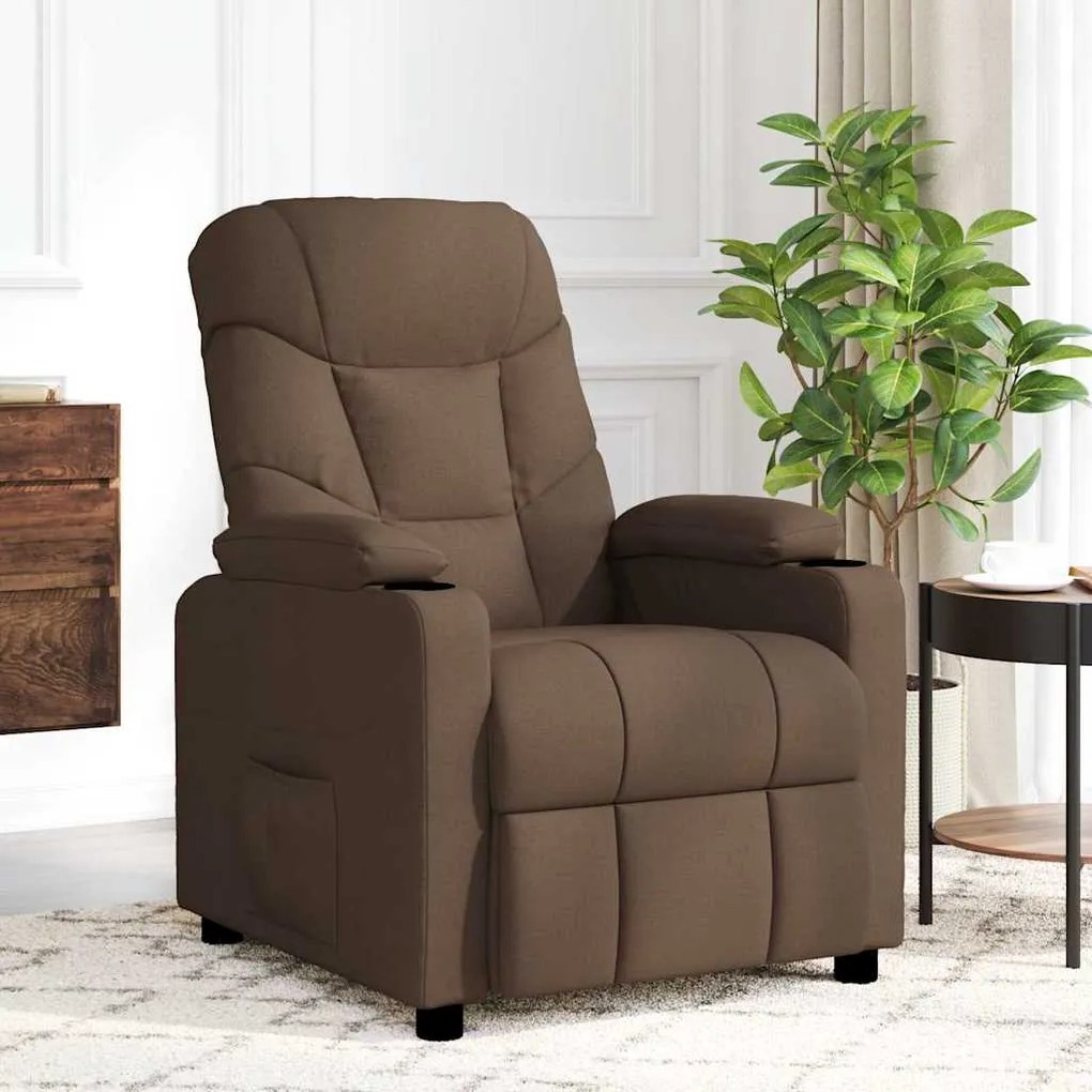 Masážní křeslo hnědé textil 339096