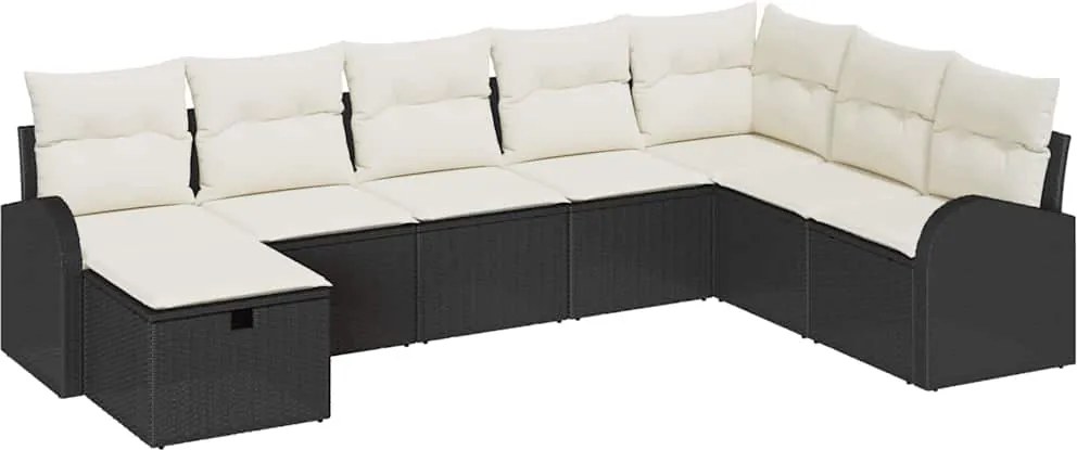 Set pohovek 8 ks Černá a krémová polyratan 3359126