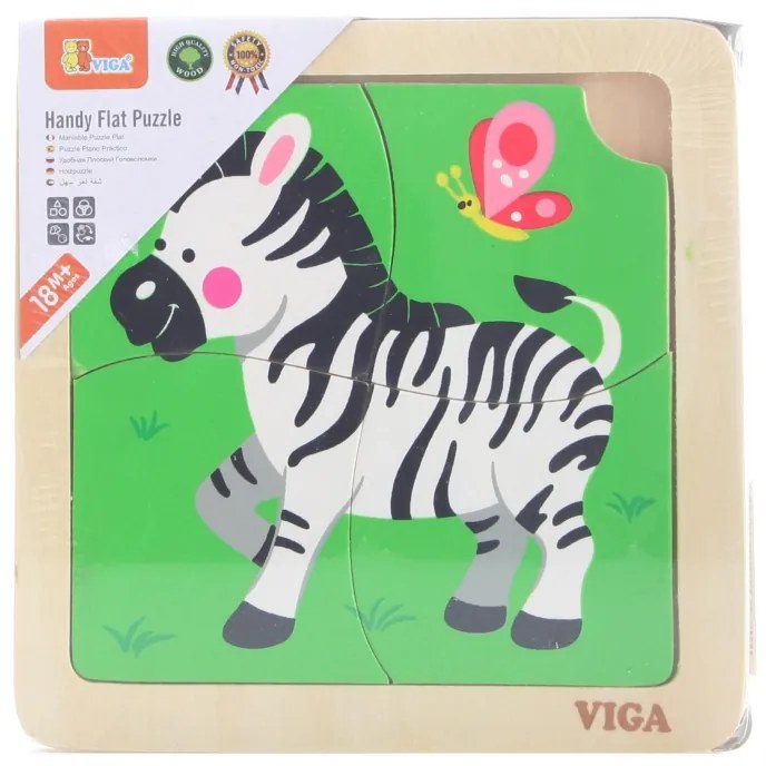 Dřevěné puzzle 4 dílky- zebra