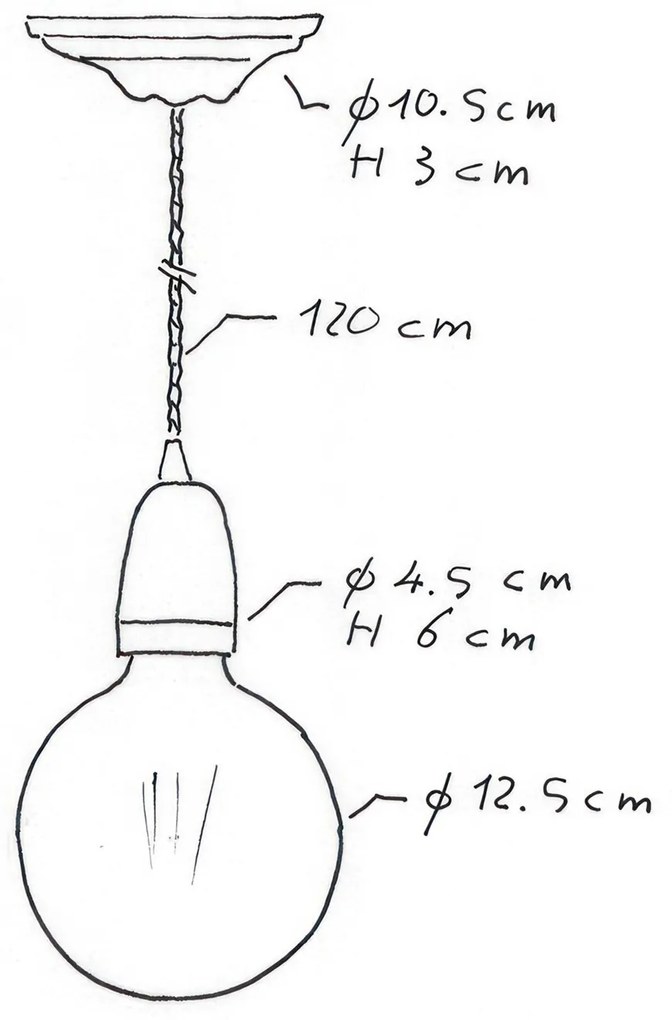 creative cables Závěsná lampa se spirálovým textilním kabelem a bílými detaily z porcelánu Barva: Bílá-Tc53