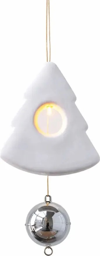 LED vánoční ozdoba na stromek, závěsná, stromek s koulí