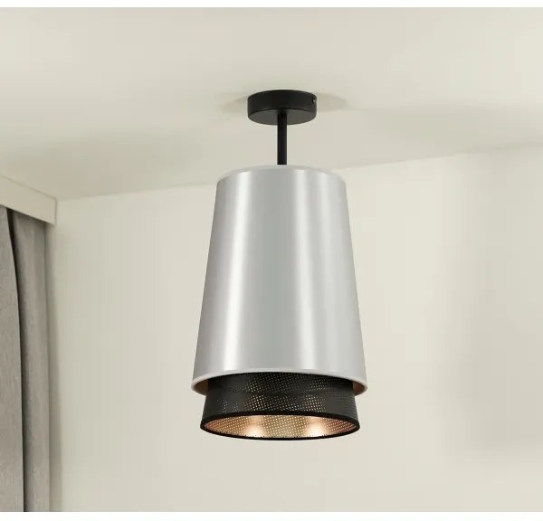 Duolla - Přisazený lustr BELL SHINY 1xE27/15W/230V pr. 25 cm stříbrná/černá