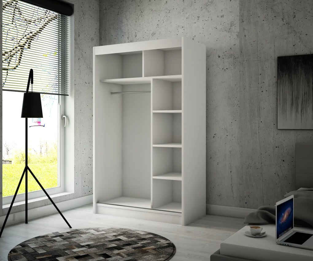 ADRK Furniture Posuvná skříň se zrcadlem a lacobelem TOURA 120 ADRK-SW-TOU-SCHL-120