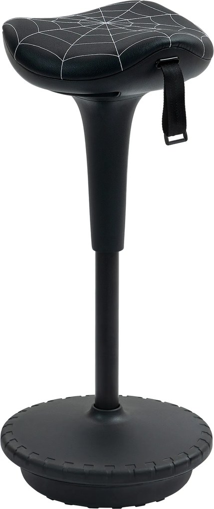 Vinsetto ergonomická otočná sedlová stolička — výškově nastavitelná 65,5–83,5 cm, náklon 120°, protiskluzová, černá