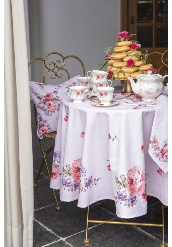 Růžová bavlněná utěrka s růžemi Dotty Rose – 50x70 cm