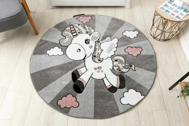 Koberec KRUH PETIT UNICORN JEDNOROŽEC šedý