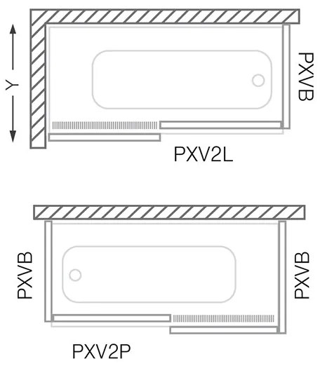 Roth PXV2L/1800 vanová zástěna s posuvnými dveřmi 180 x 150 cm 451-180000L-00-02 levá brillant / transparent