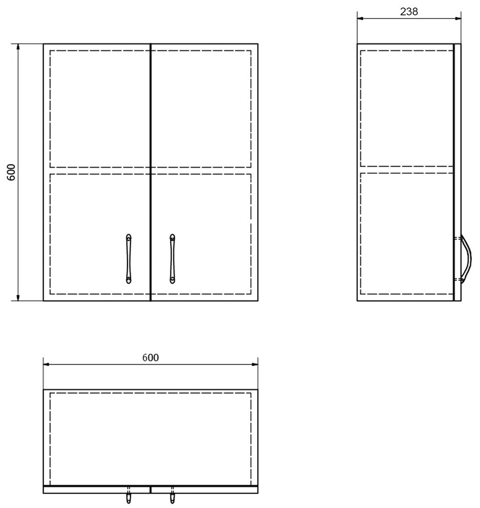 Aqualine SIMPLEX ECO závěsná skříňka 60x60x24cm SIME535