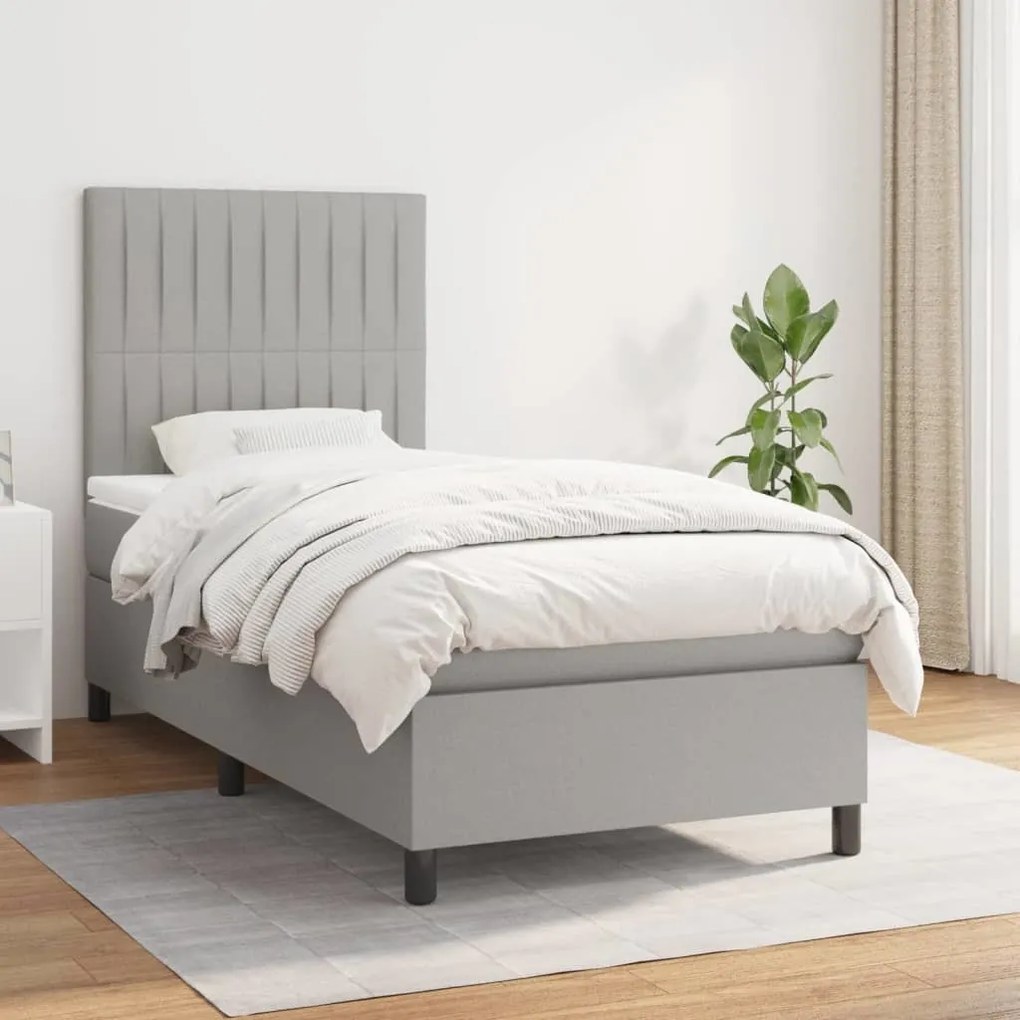 vidaXL Box spring postel s matrací 100 x 200 cm textil [3141914] Barva: Tmavě šedá