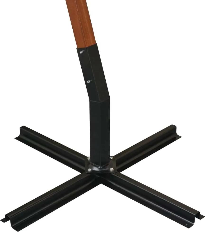 vidaXL Závěsný slunečník s dřevěnou tyčí, 350 cm, [313768] Barva: Bílá