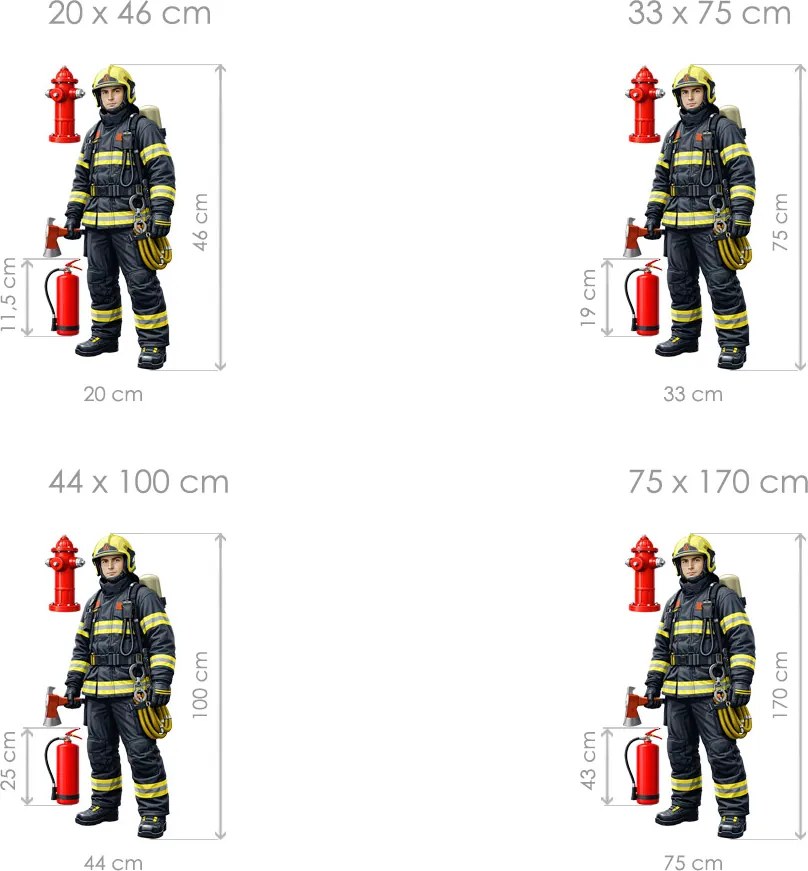 Hasič samolepka na zeď arch 33 x 75 cm