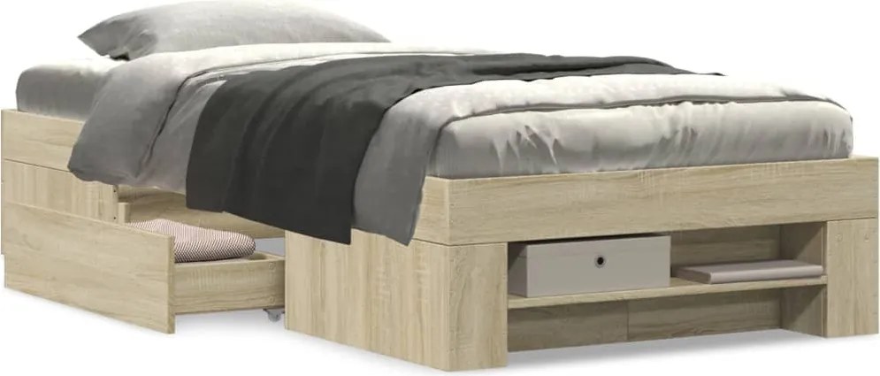 Rám postele bez matrace dub sonoma 100x200 cm kompozitní dřevo 3295487
