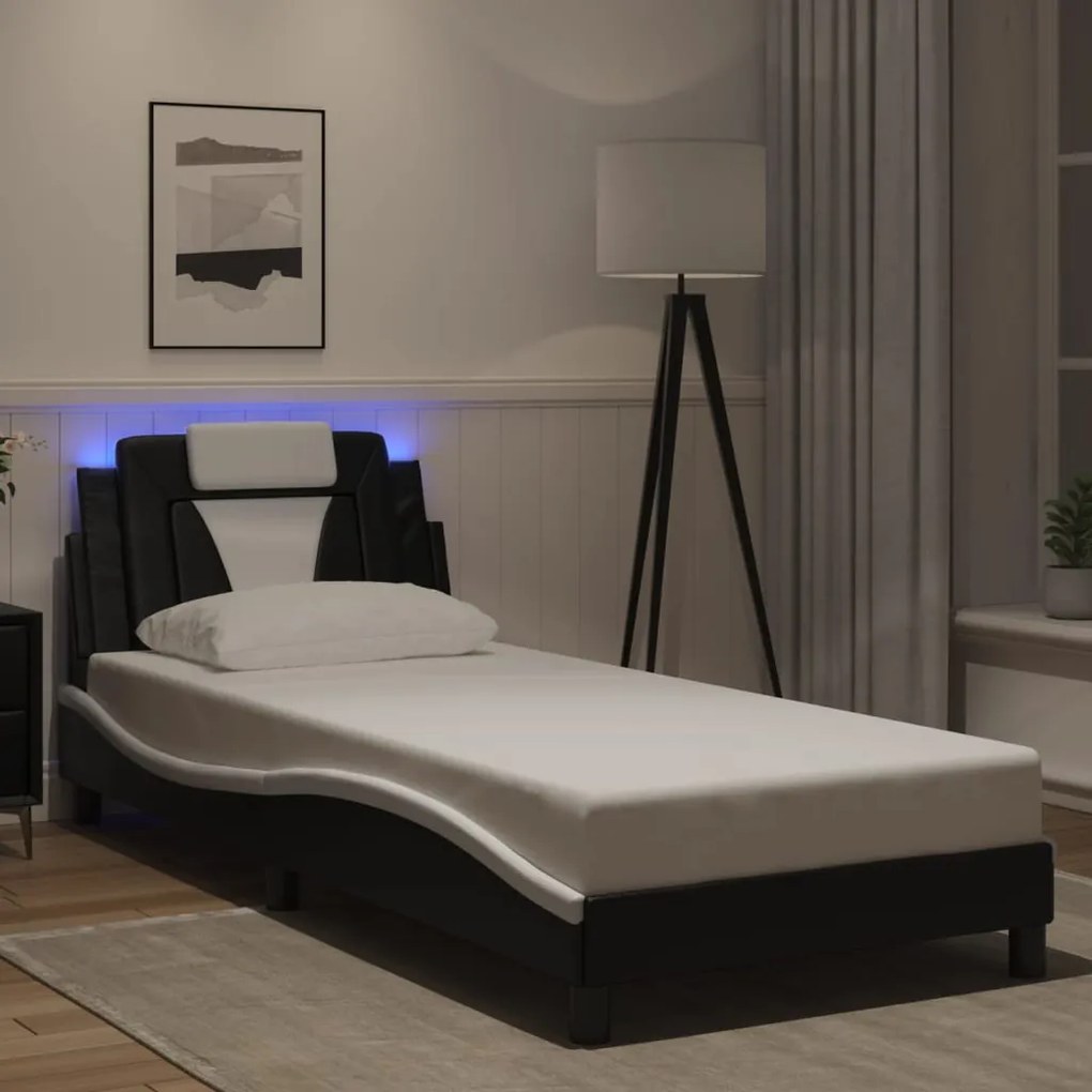 Rám postele Viana s LED bez matrace černý a bílý 80x200 cm 3213985