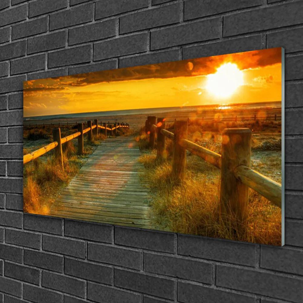 Obraz na skle Západ Slunce Architektura 125x50 cm