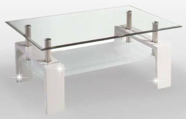konferenční stolek Tempo Kondela Libor, bílá HG / sklo
