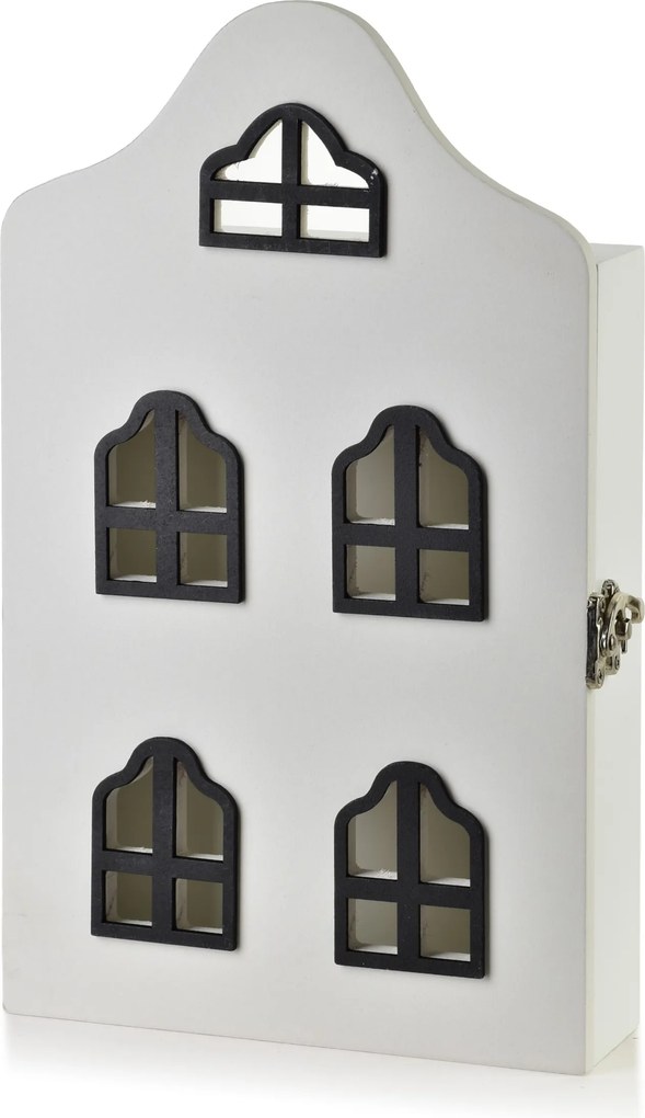 Dřevěná skříňka na klíče STACY House 17,5x5,5x29,5 cm bílá