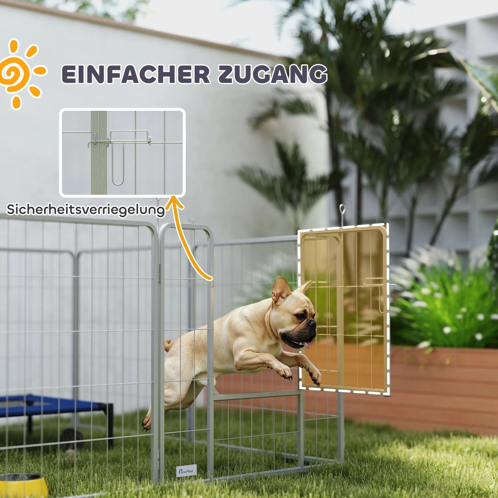 PawHut Ohrada pro psy, ohrada pro psy, hřiště pro domácí zvířata, flexibilně přizpůsobitelné, nerezová ocel D06-255V01SR