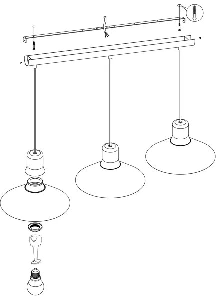 Eglo 99512 - Lustr na lanku ABREOSA 3xE27/28W/230V