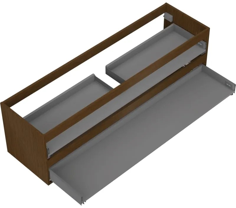 Mexen Box-A, závěsná skříňka 160 cm, 2 zásuvky, ořech, 91AX0-1600-470-2-86