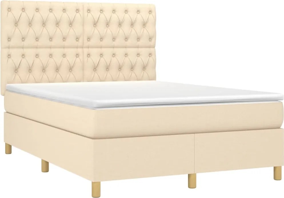 Box spring postel s matrací krémová 140x190 cm textil 3142574