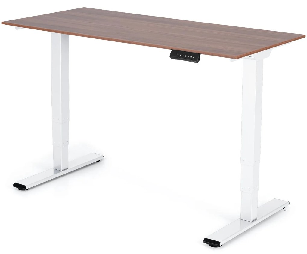 Výškově nastavitelný stůl Liftor 3segmentové nohy bílé,   deska 1380 x 650 x 18 mm ořech