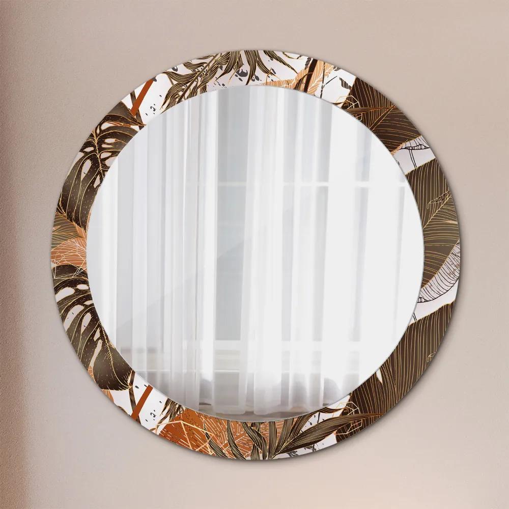 Kulaté dekorativní zrcadlo Palmové listy fi 80 cm