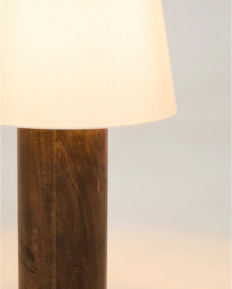 Bílá/v tmavě přírodní barvě stojací lampa s textilním stínidlem (výška 110 cm) Marga – Kave Home
