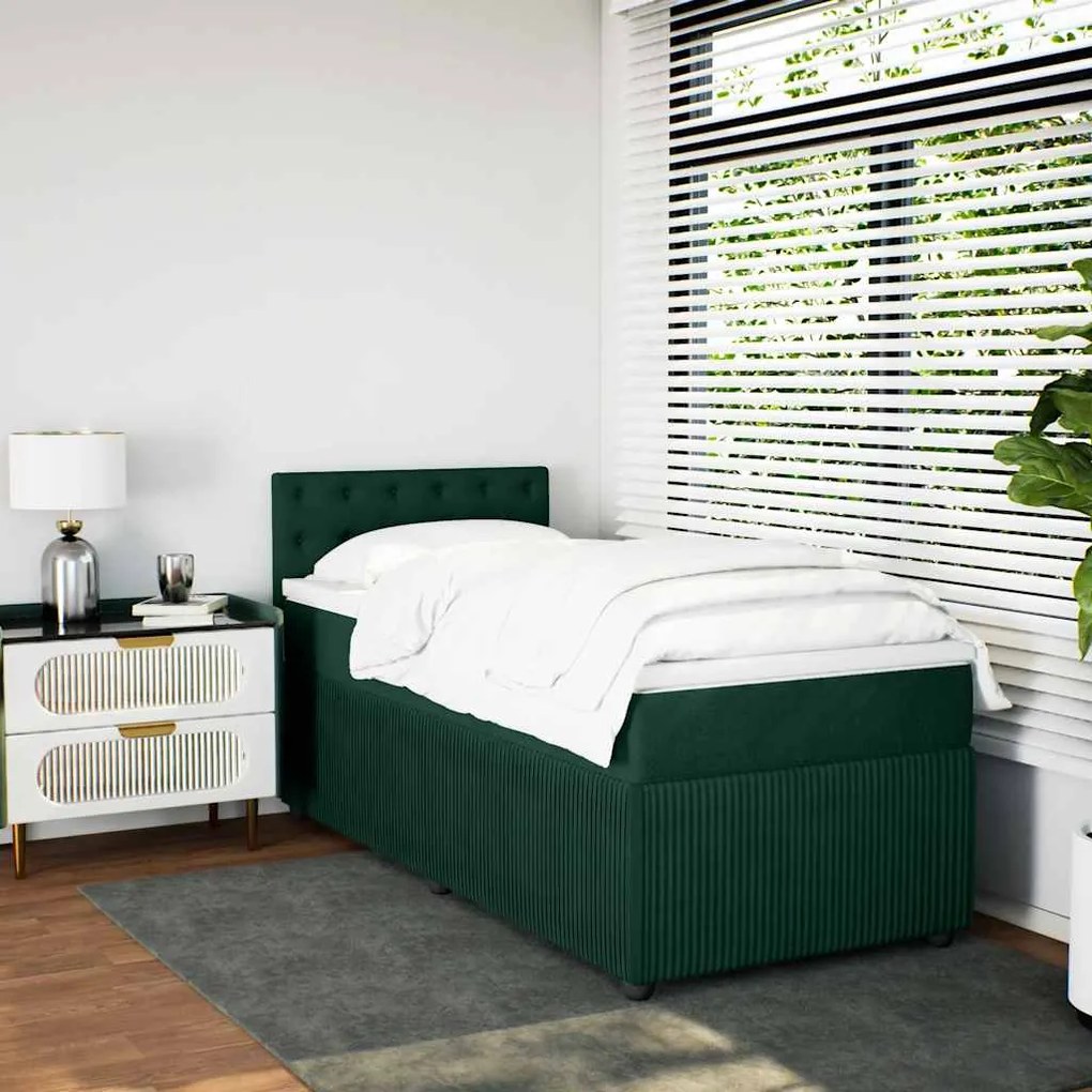 Box spring postel s matrací tmavě zelená 100x200 cm samet 3287677