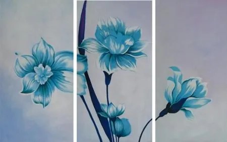 Tři modré květy - 100 x 150 cm