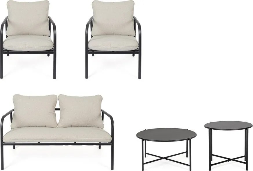 Béžový ocelový zahradní lounge set pro 4 Ostuni – Bizzotto