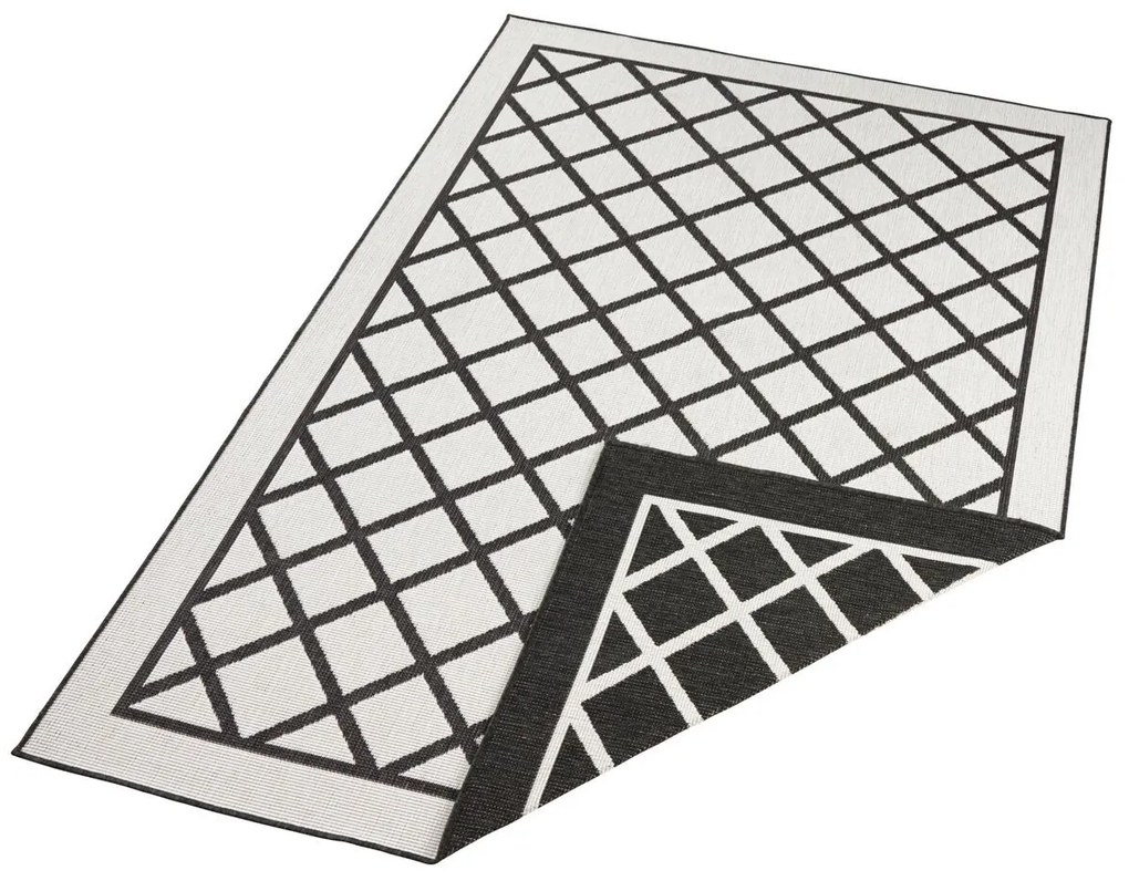 Hanse Home, Kusový koberec Twin Supreme 103425 Sydney black creme – na ven i na doma, 160x230, černá, chodba / předsíň